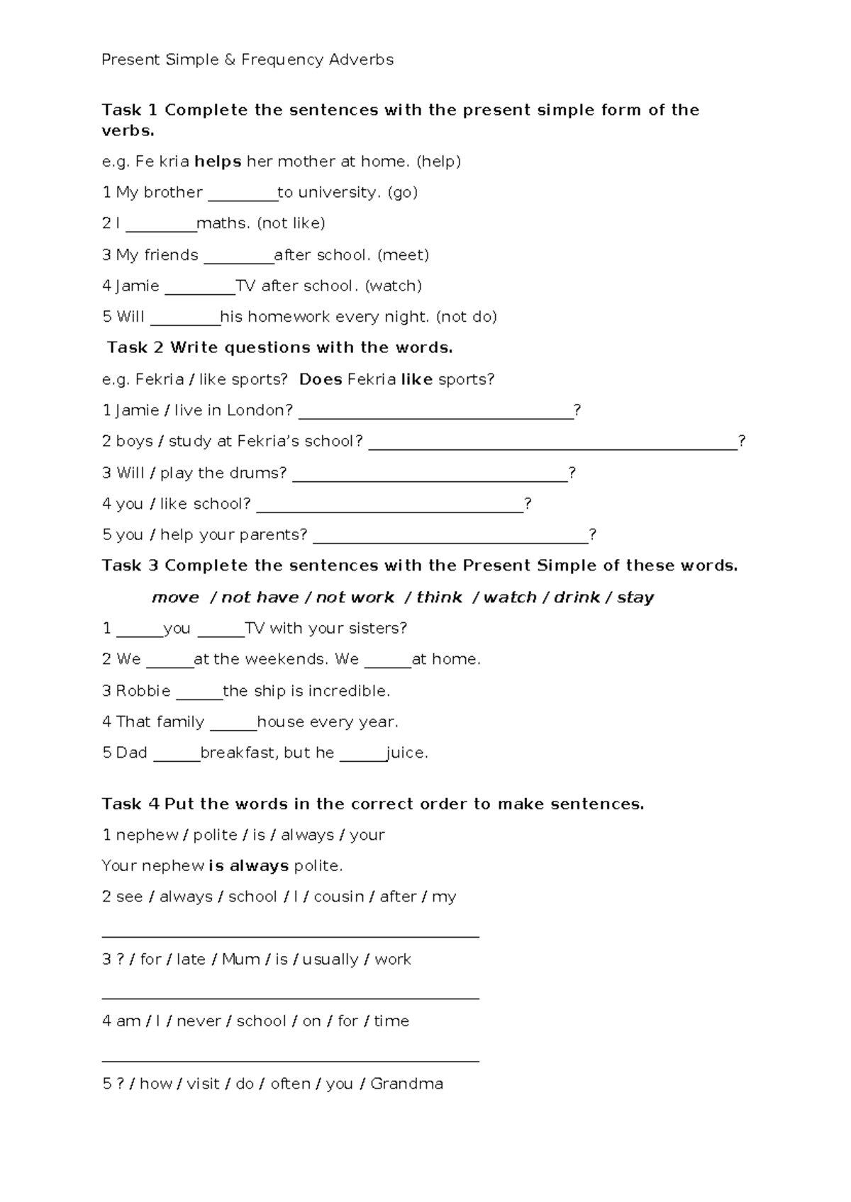 Present simple and adverbs of frequency - Present Simple & Frequency ...