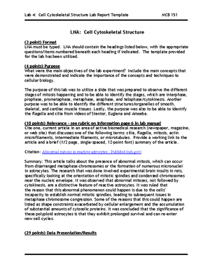 Eukaryotic Cell Lab Report - LNA: The Eukaryotic Cell (3 points) Format ...