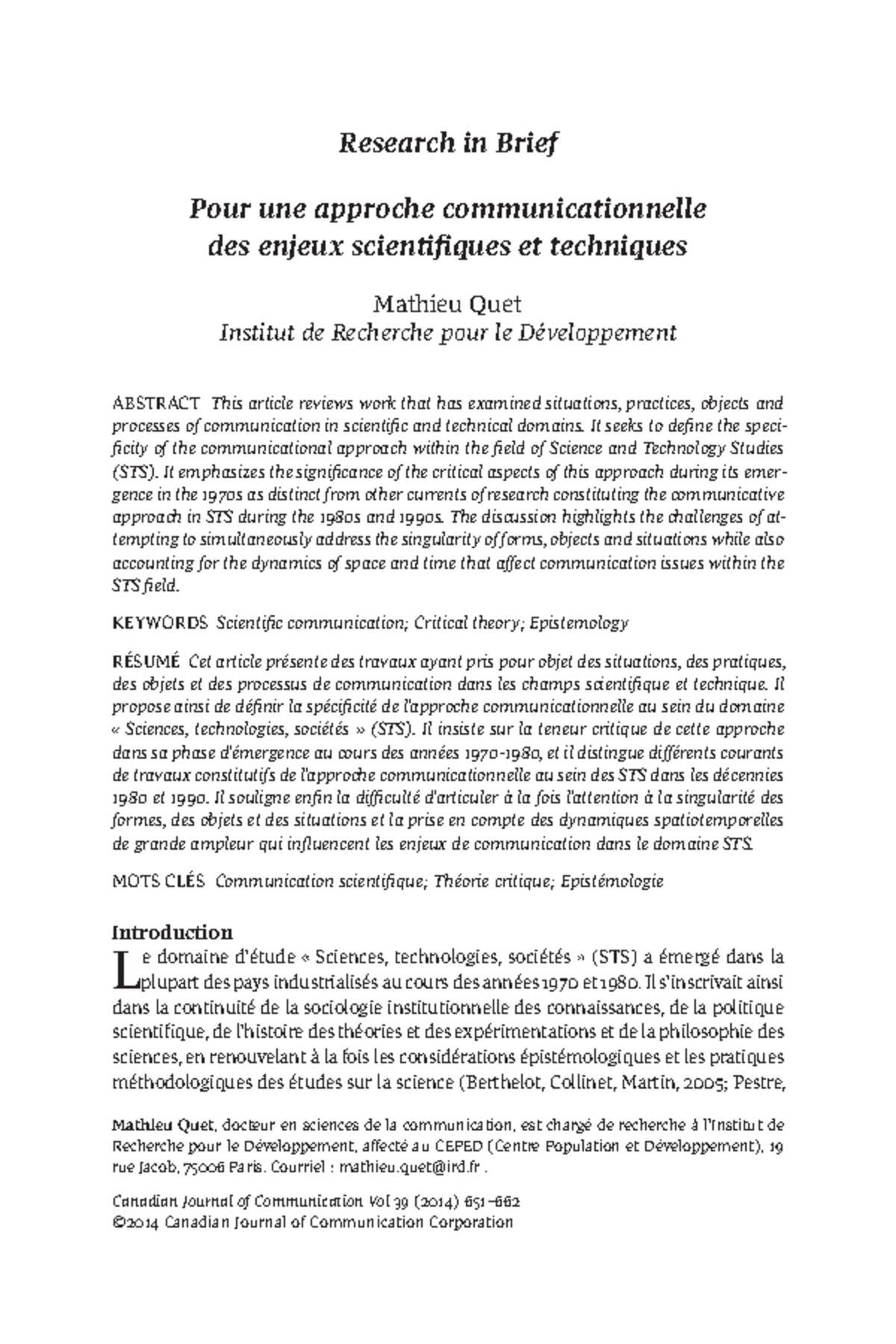 010070709 - vvvvvvvvv - Canadian Journal of Communication Vol 39 (2014 ...
