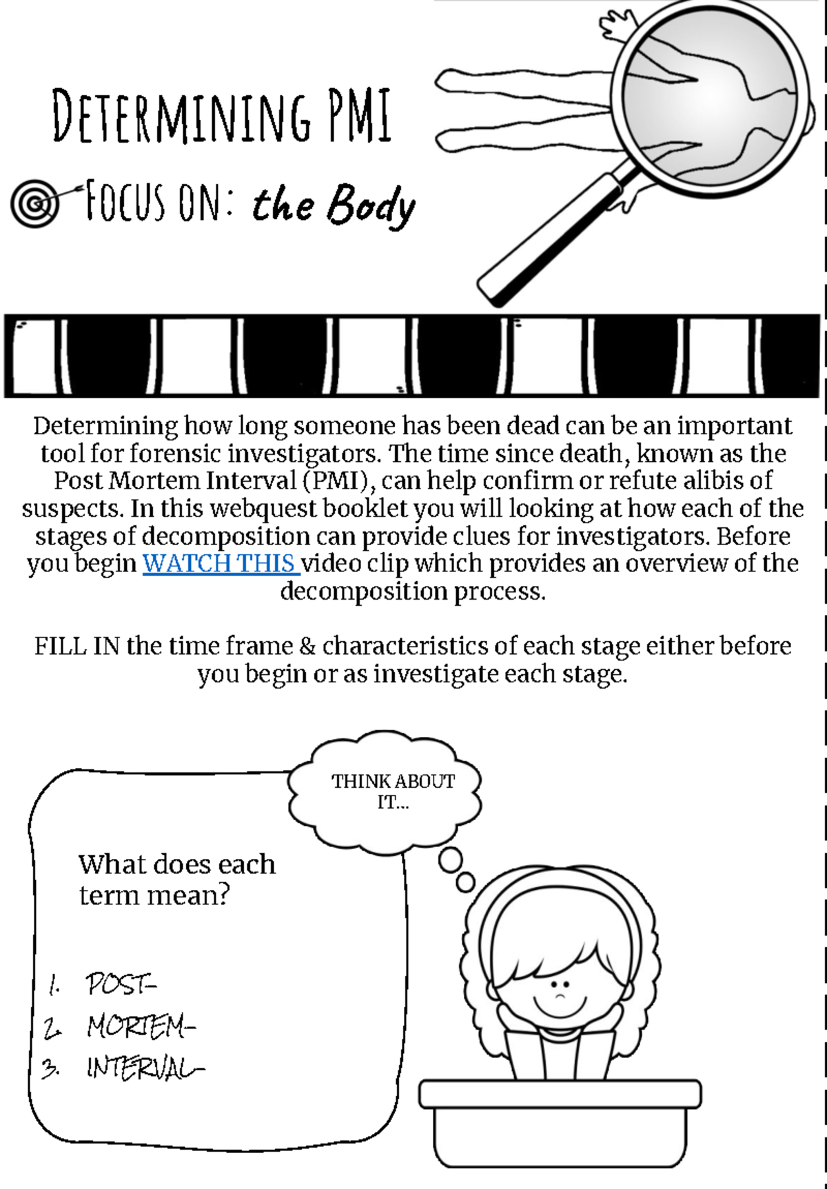 Determining PMI Webquest - Determining PMI Focus on: the Body ...