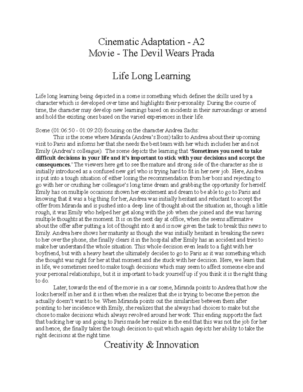 Cinematic Adaptation A-2 - BITS Pilani - Studocu