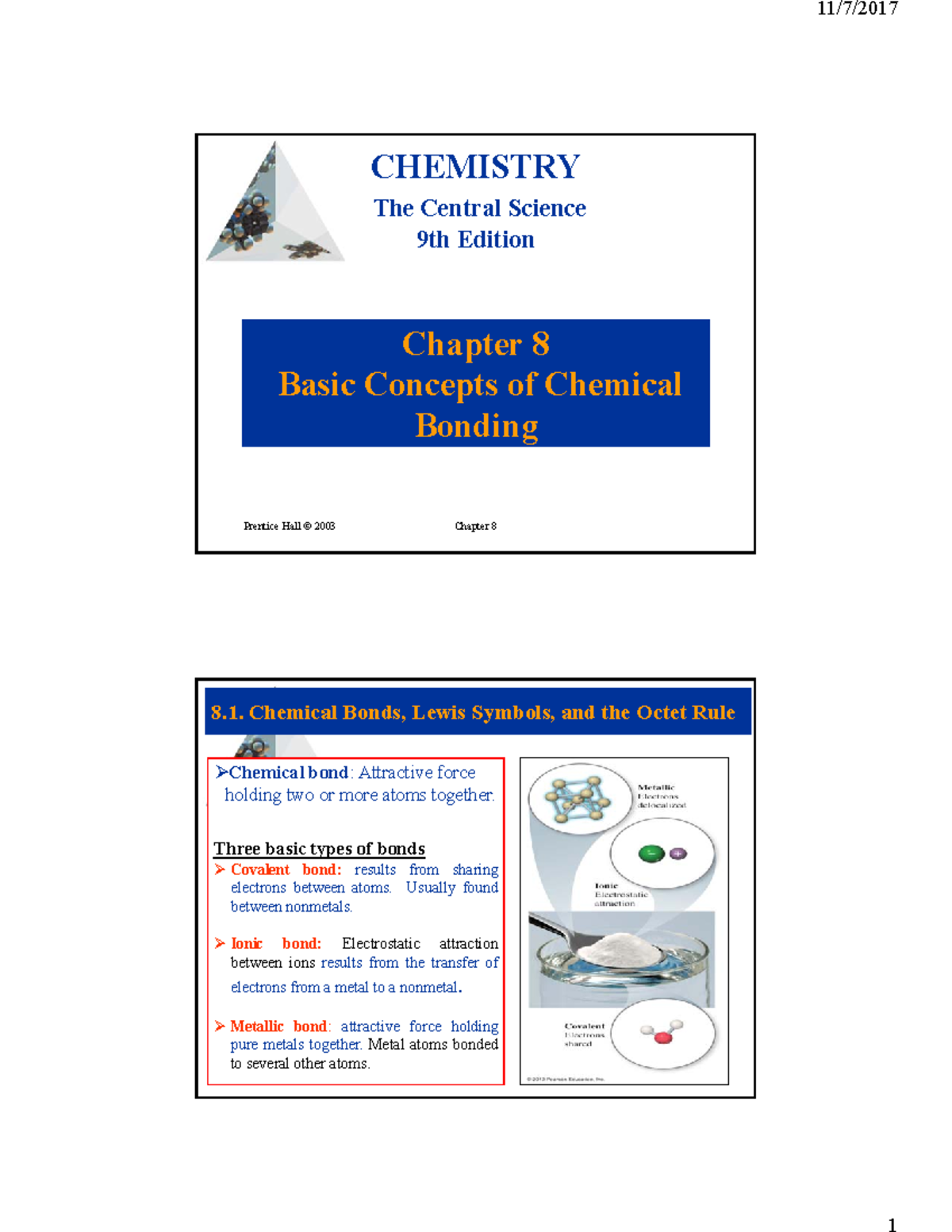 Chapter 8 Basic concepts - Prentice Hall © 2003 Chapter 8 Chapter 8 Basic Concepts of Chemical ...
