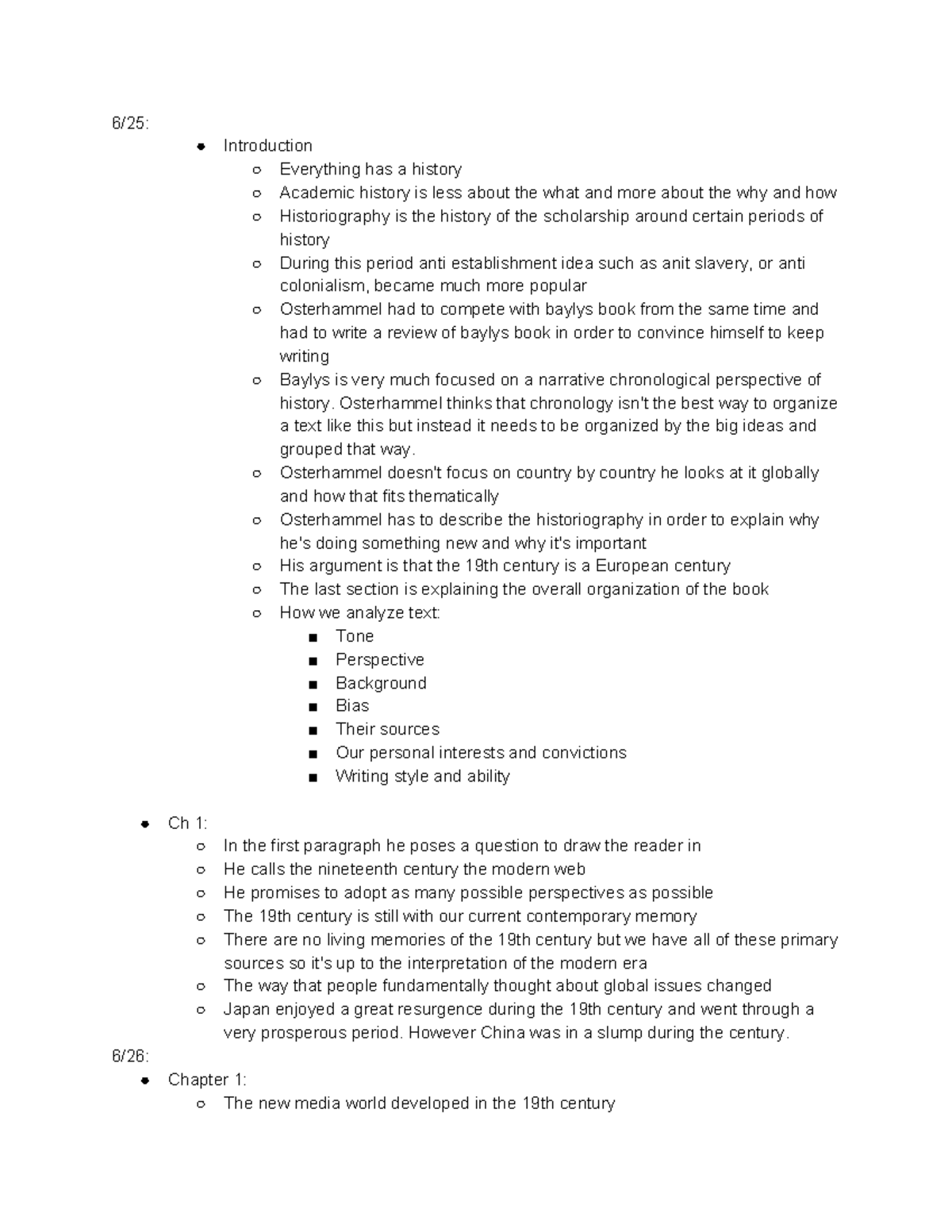 World History 2019 Summer C Notes - 6/25: Introduction Everything has a ...