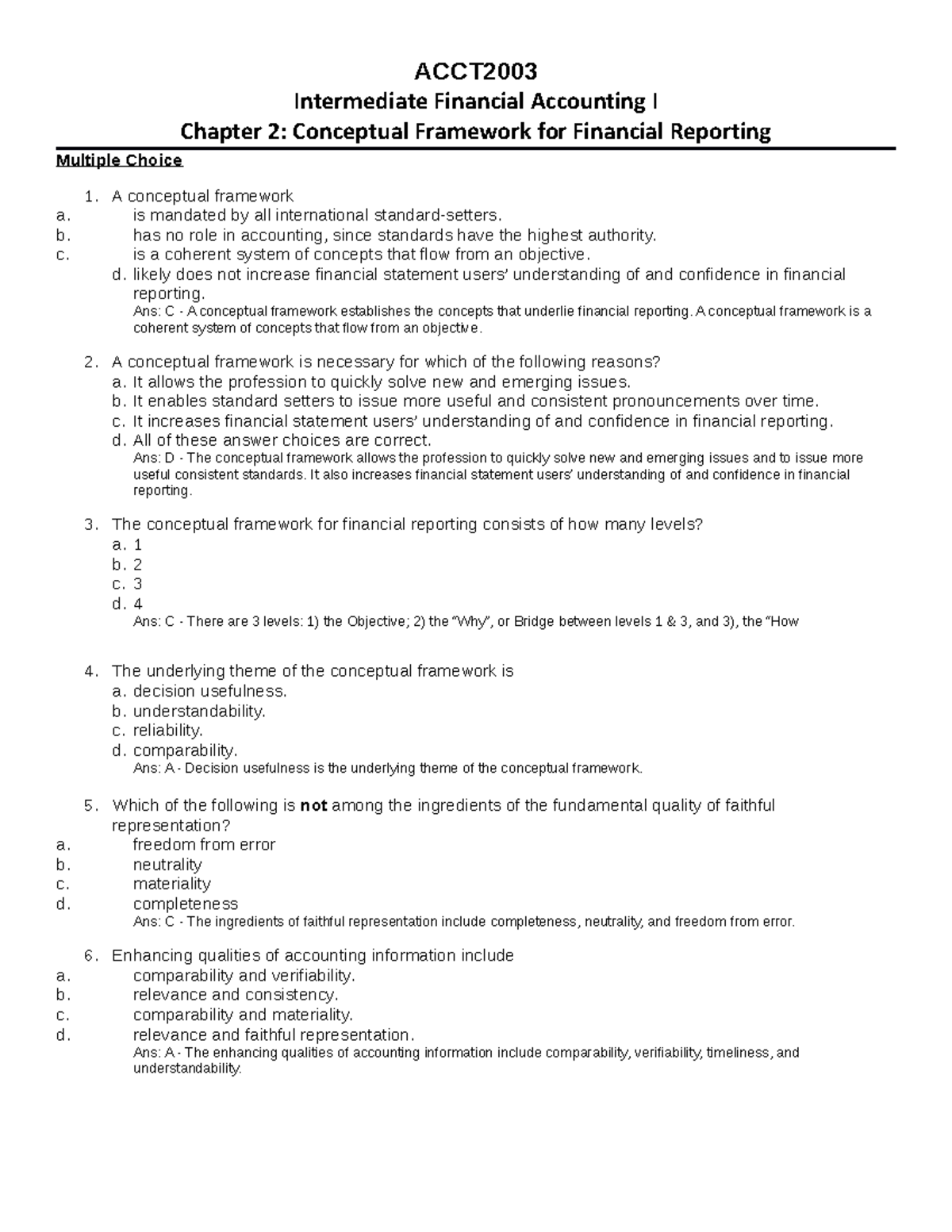 ACCT2003 Chapter 2 Exercises - solutions - Intermediate Financial ...