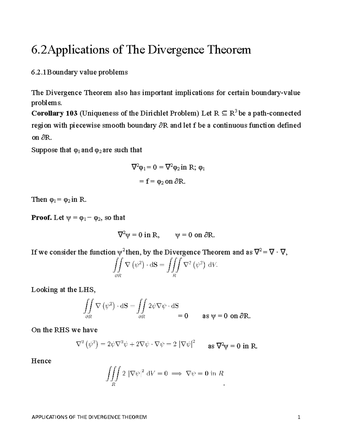 Multi Calc-15 - Applications of The Divergence Theorem - 6 of The ...