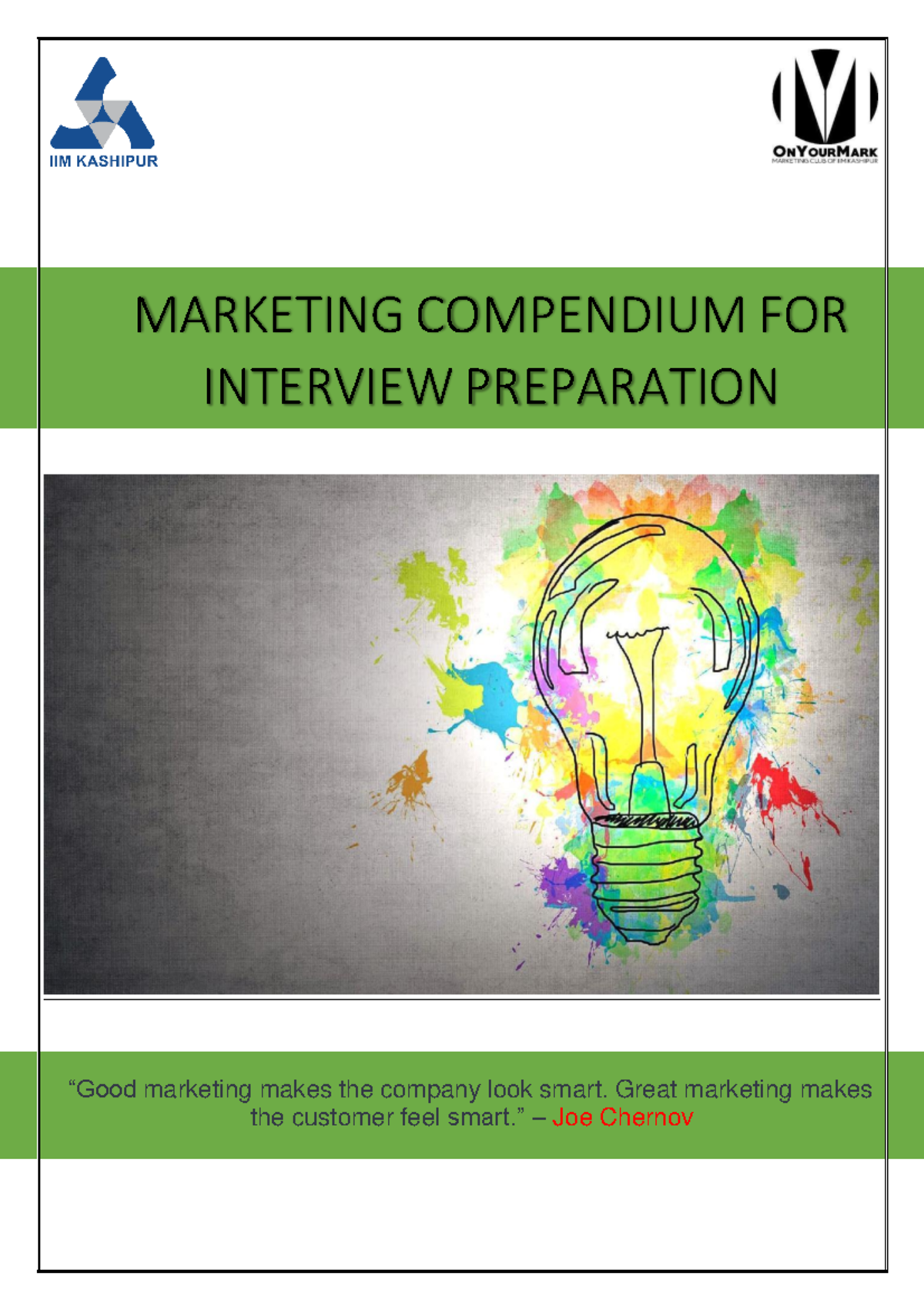 Marketing Dossier(2022-23) - MARKETING COMPENDIUM FOR INTERVIEW ...