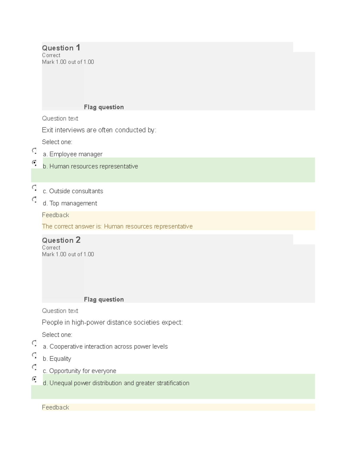 BUS 1101 Graded Quiz (1) - Question 1 Correct Mark 1 out of 1. Flag question Question text Exit ...