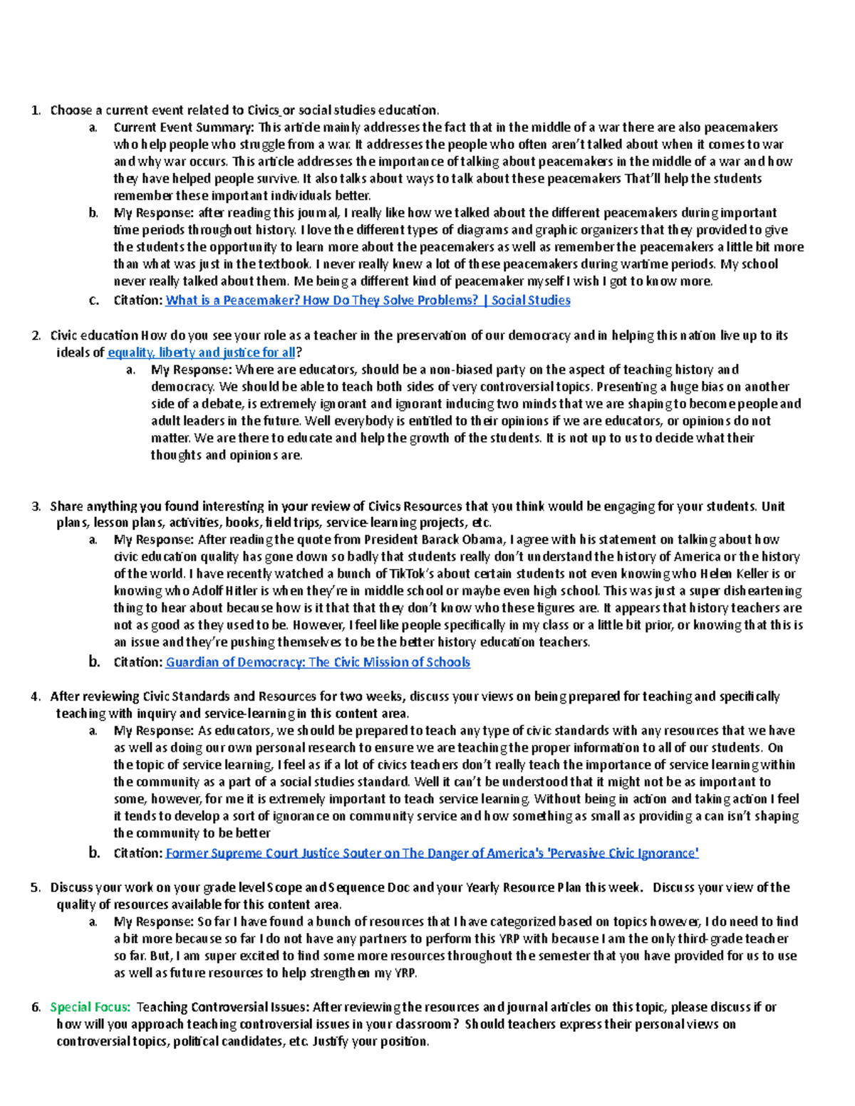 Reflection Civics - Choose a current event related to Civics or social ...