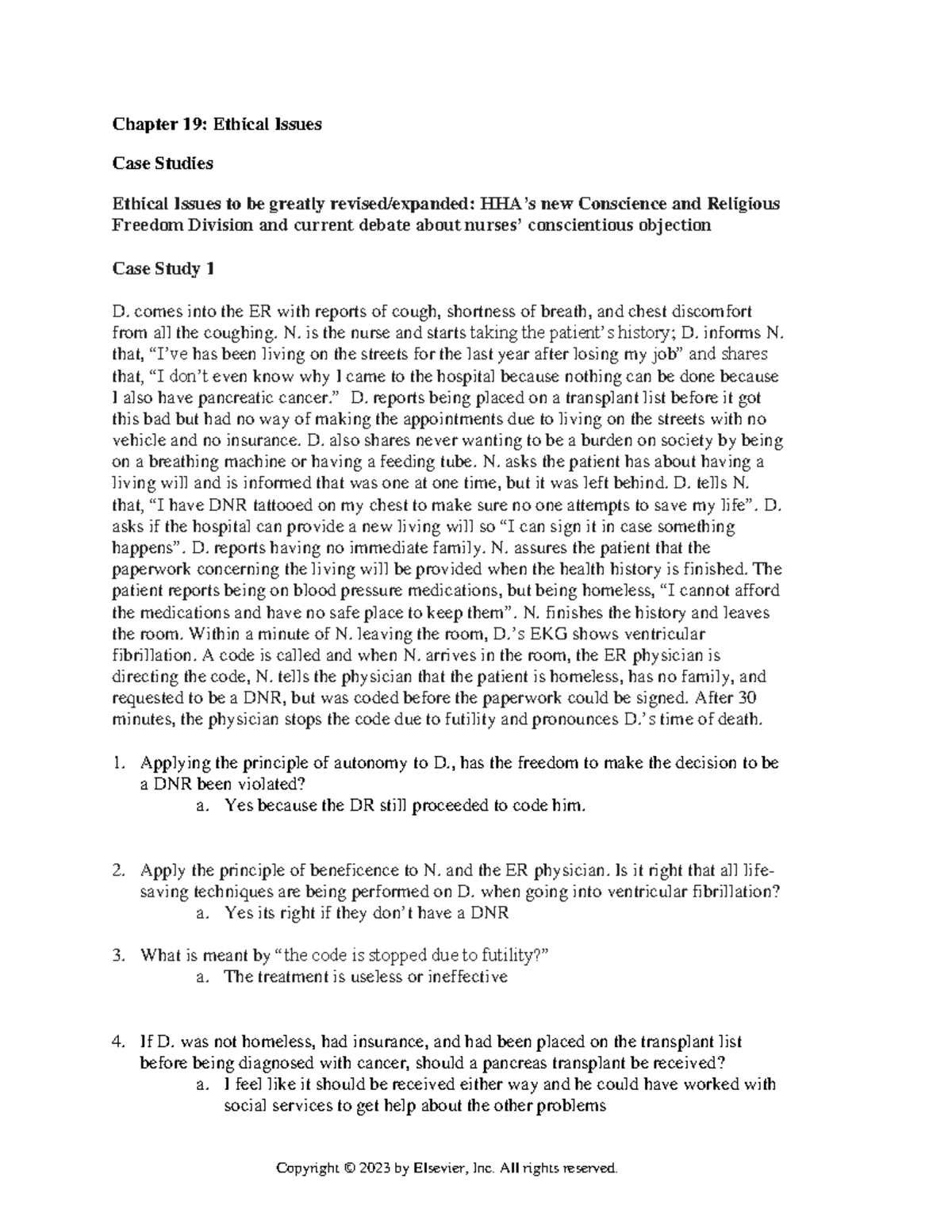 Ethics Case Study right one - Copyright © 2023 by Elsevier, Inc. All ...