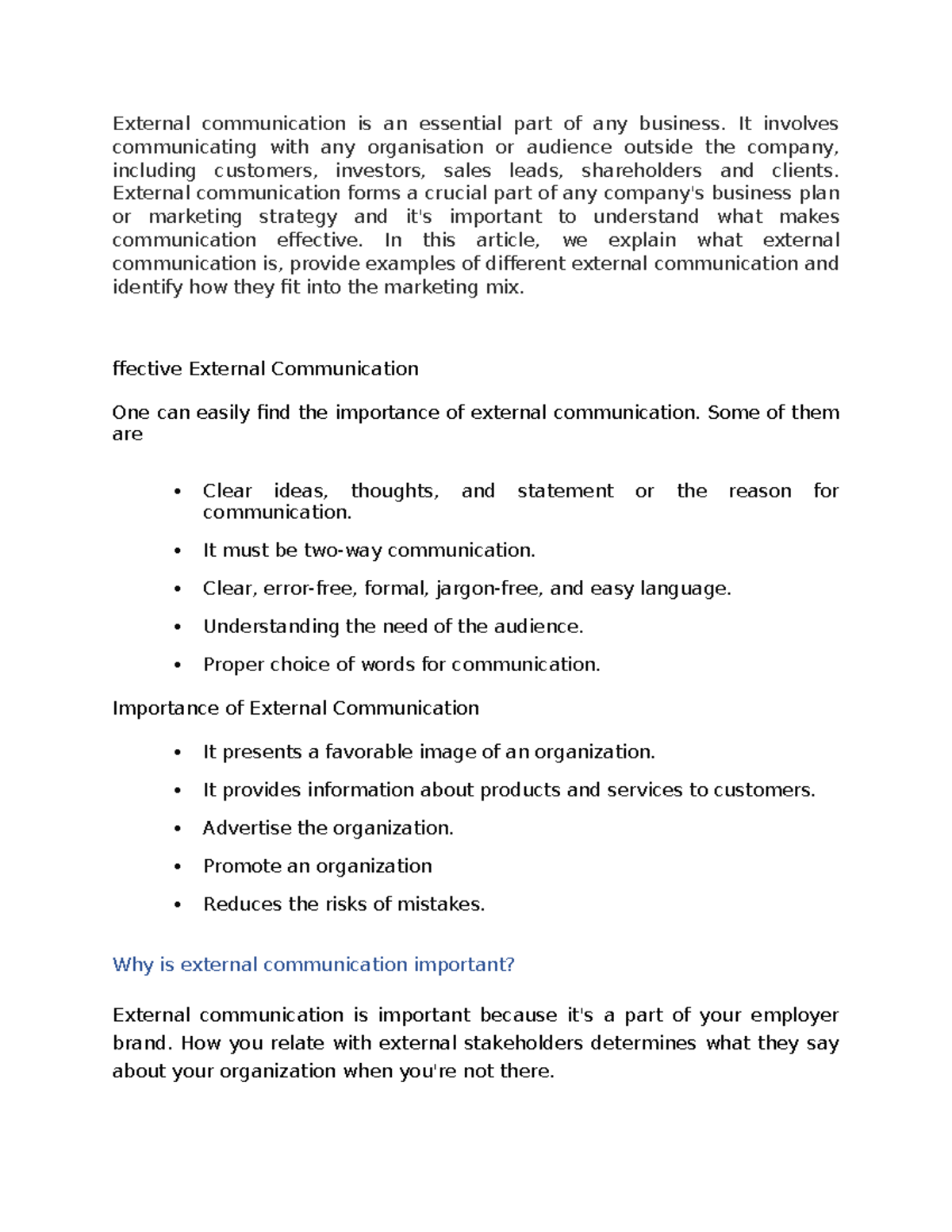 External business communication - External communication is an ...