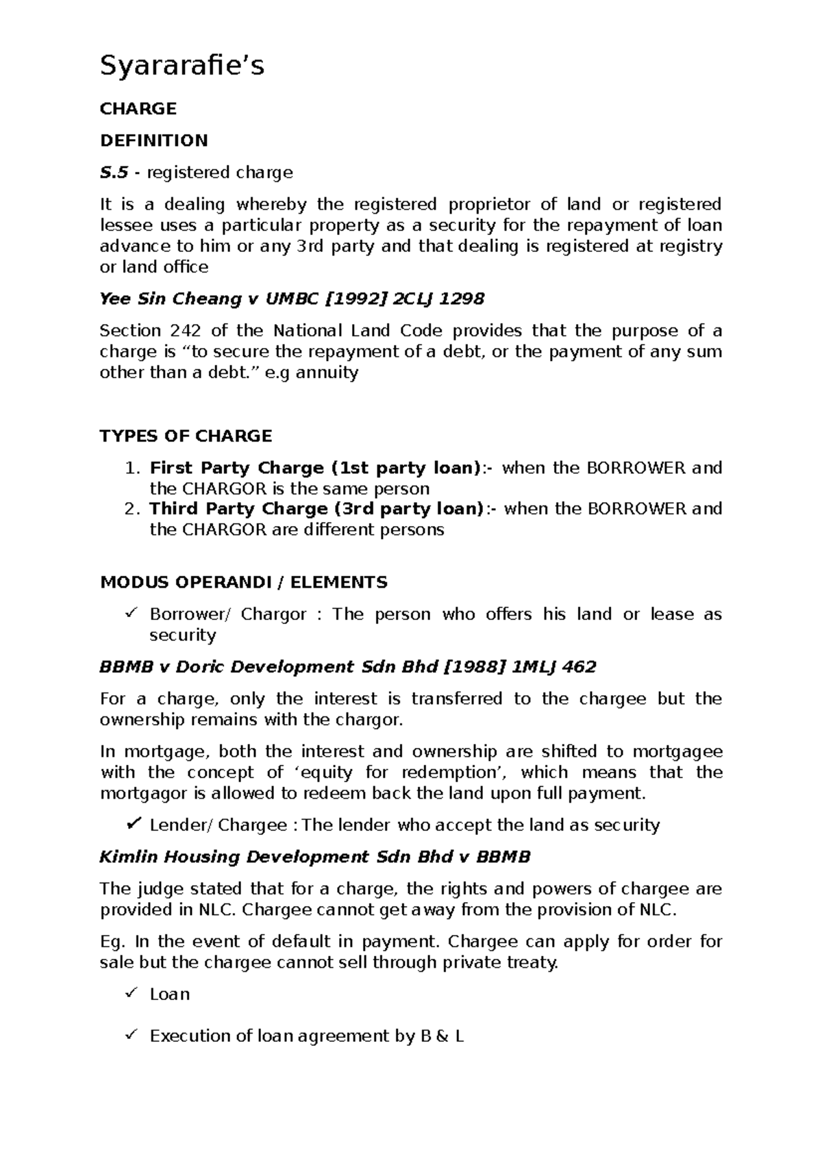 Charge- Final - CHARGE DEFINITION S registered charge It is a dealing ...