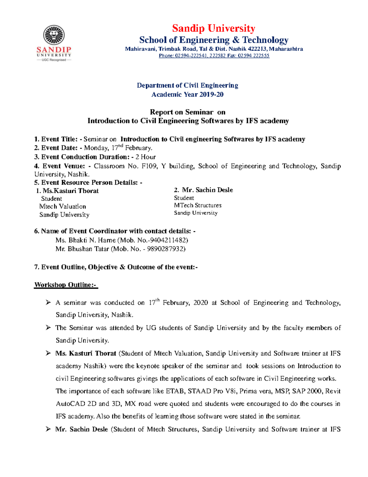 IFS academy semina report - Sandip University School of Engineering ...