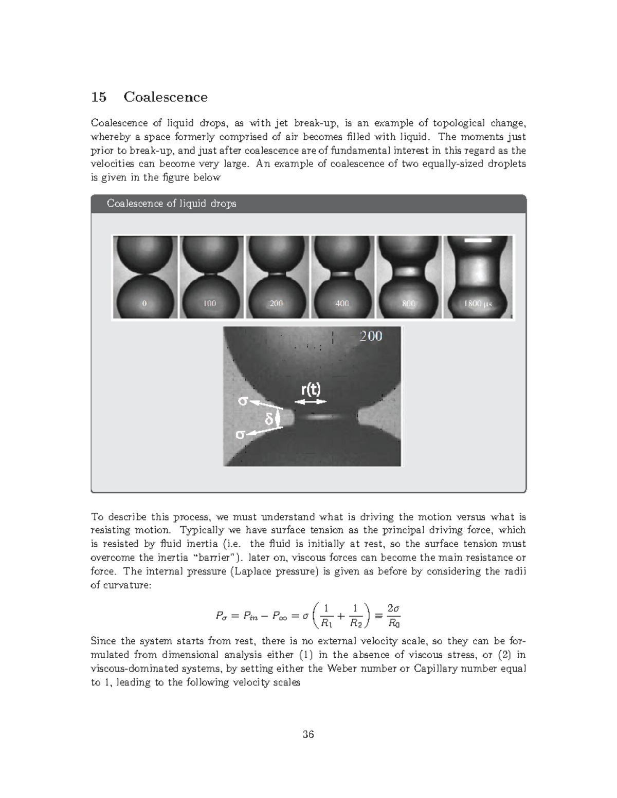 Notes lecture 15 - Coalensce - 15 Coalescence Coalescence of liquid ...