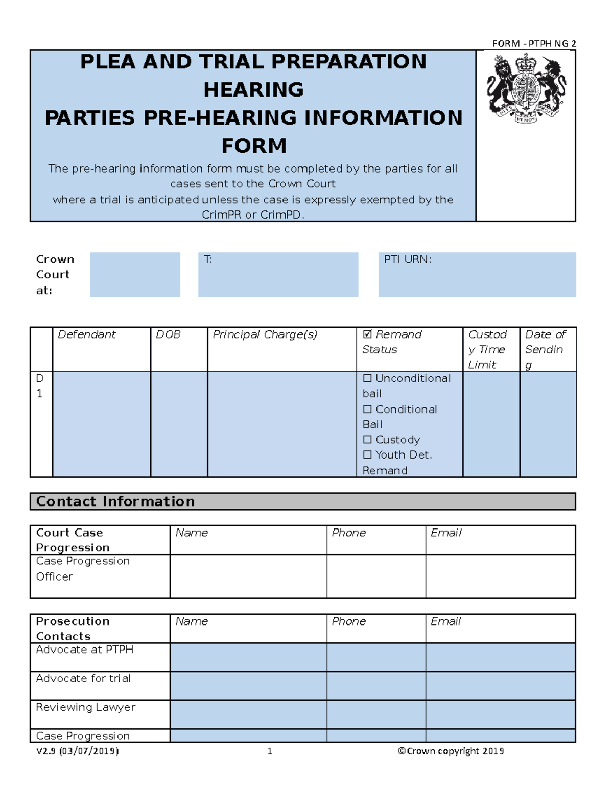 PTPH 1 defendant - PLEA AND TRIAL PREPARATION HEARING PARTIES PRE ...