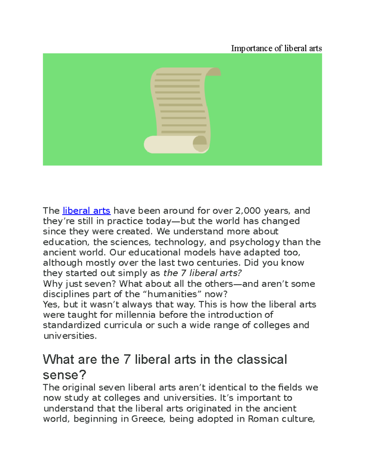 Important 7 liberal art - Importance of liberal arts What are the 7 ...