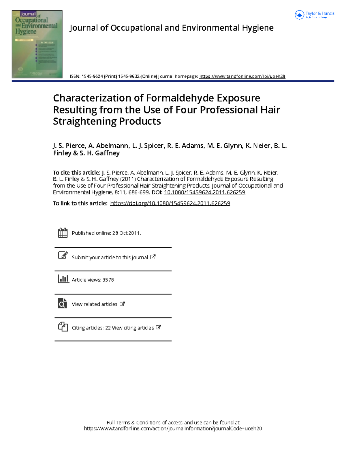Characterization of Formaldehyde Exposure Resulting from the Use of ...