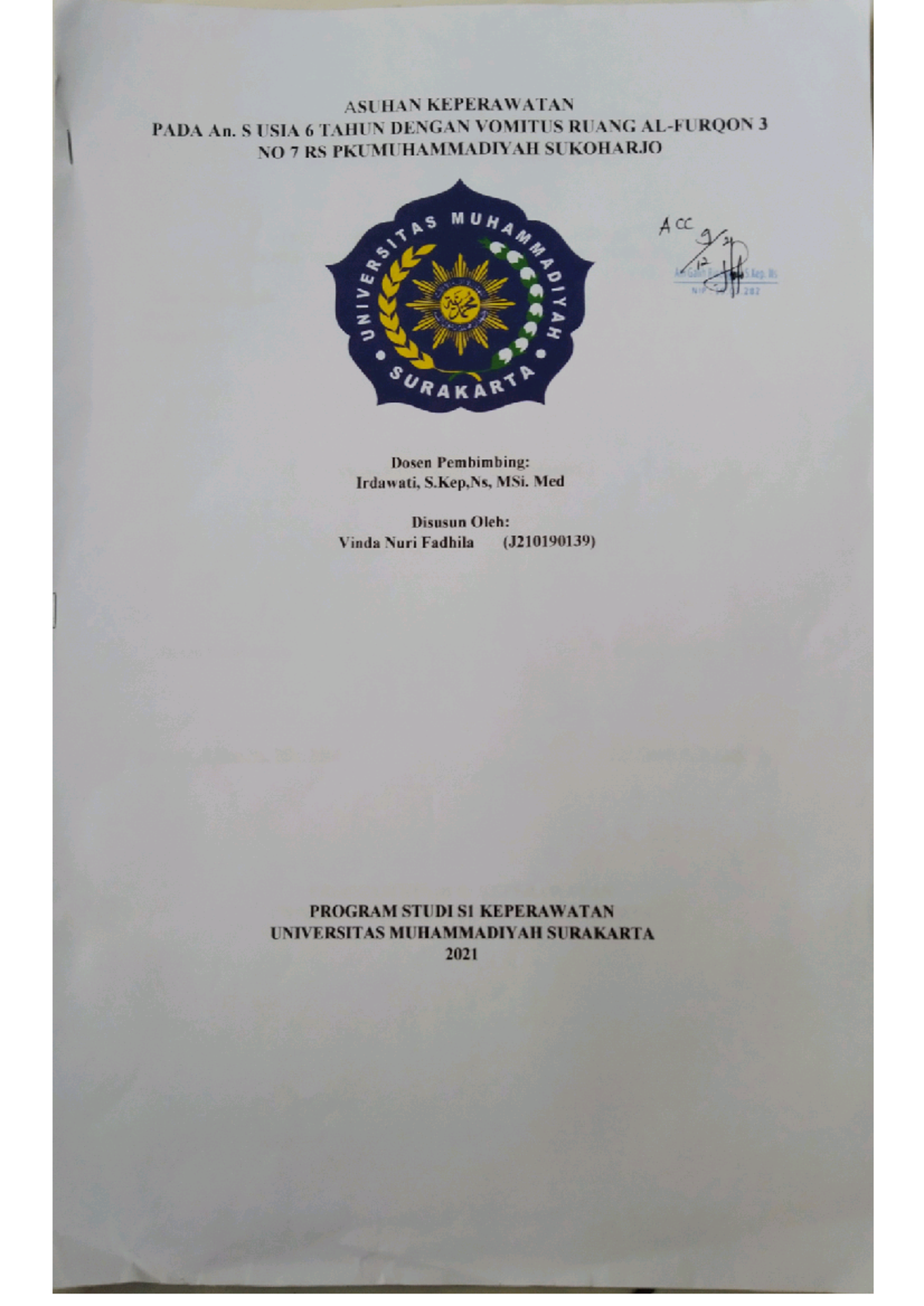 Askep 2 (An. S) Vinda Nuri Fadhila J210190139 - keperawatan anak - Studocu