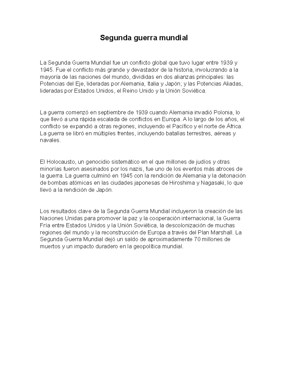 Segunda guerra mundial resumen - Segunda guerra mundial La Segunda ...