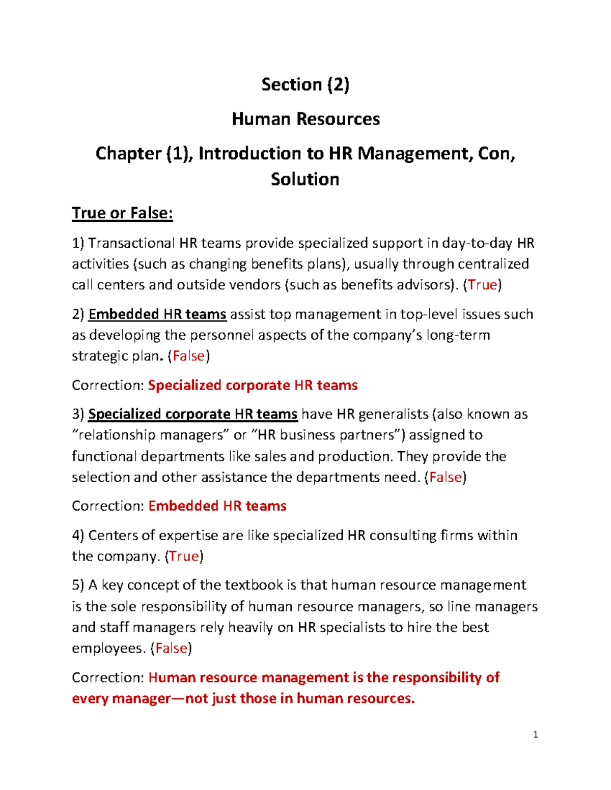 Section Solution 2 - Section ( 2 ) Human Resources Chapter (1 ...