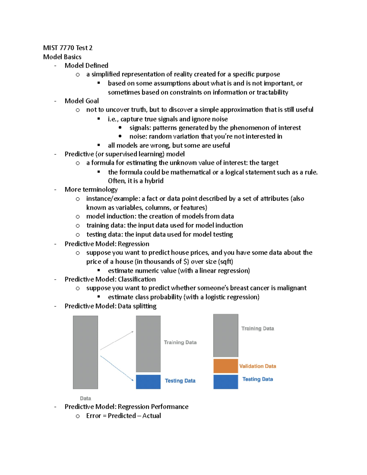 MIST 7700 Final - Lecture notes All - MIST 7770 Test 2 Model Basics ...