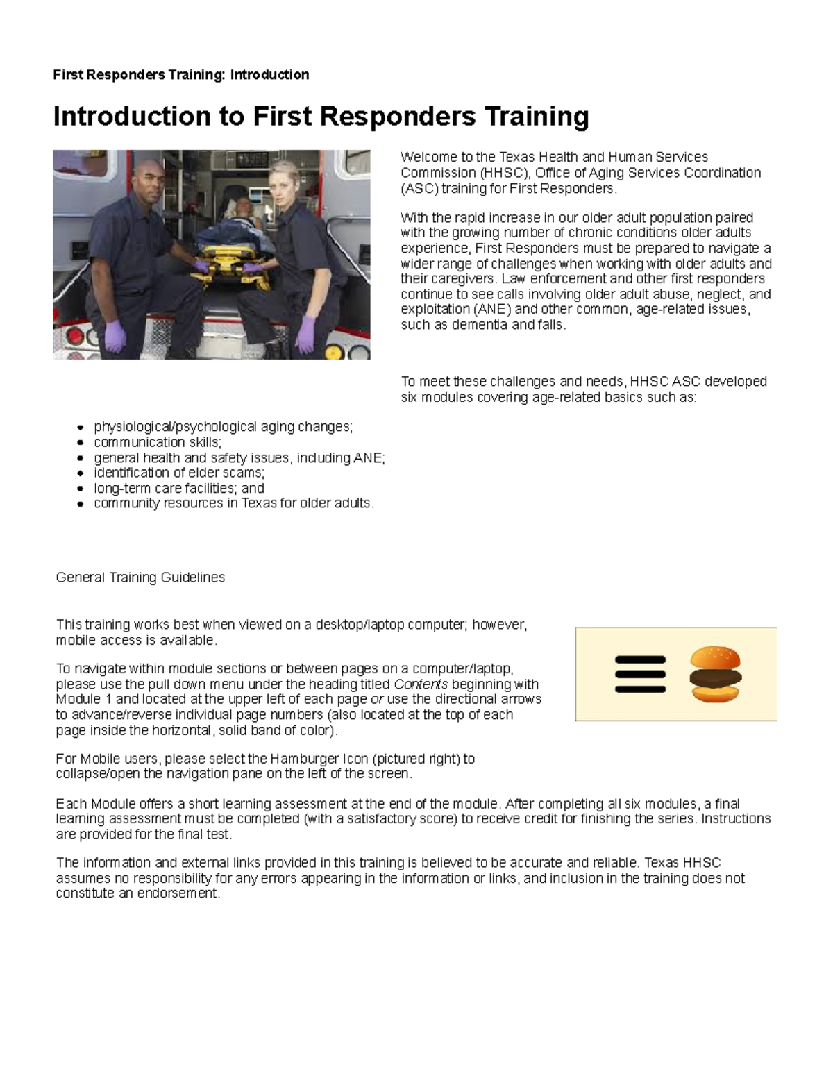 First Responders Training Introduction - First Responders Training ...