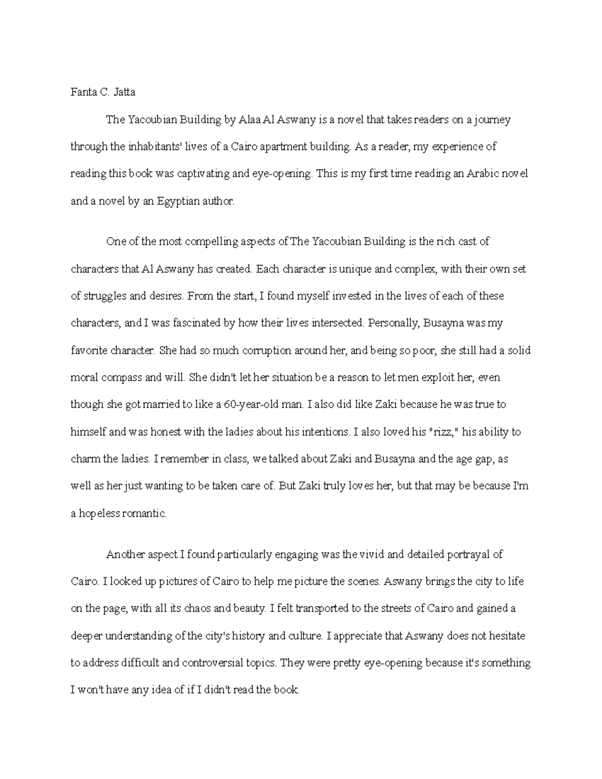 Yacoubian Building - Fanta C. Jatta The Yacoubian Building by Alaa Al ...