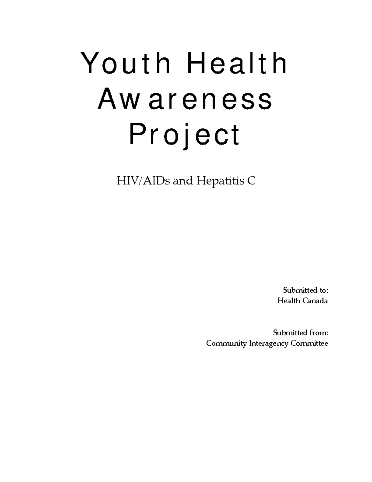 Sample proposal youth health awareness project - Yo u t h H e a l t h A ...