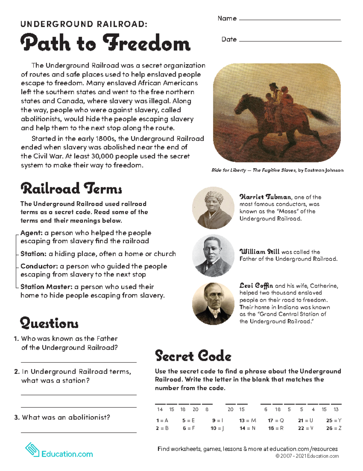 The-underground-railroad - Name Date Railroad Terms The Underground ...
