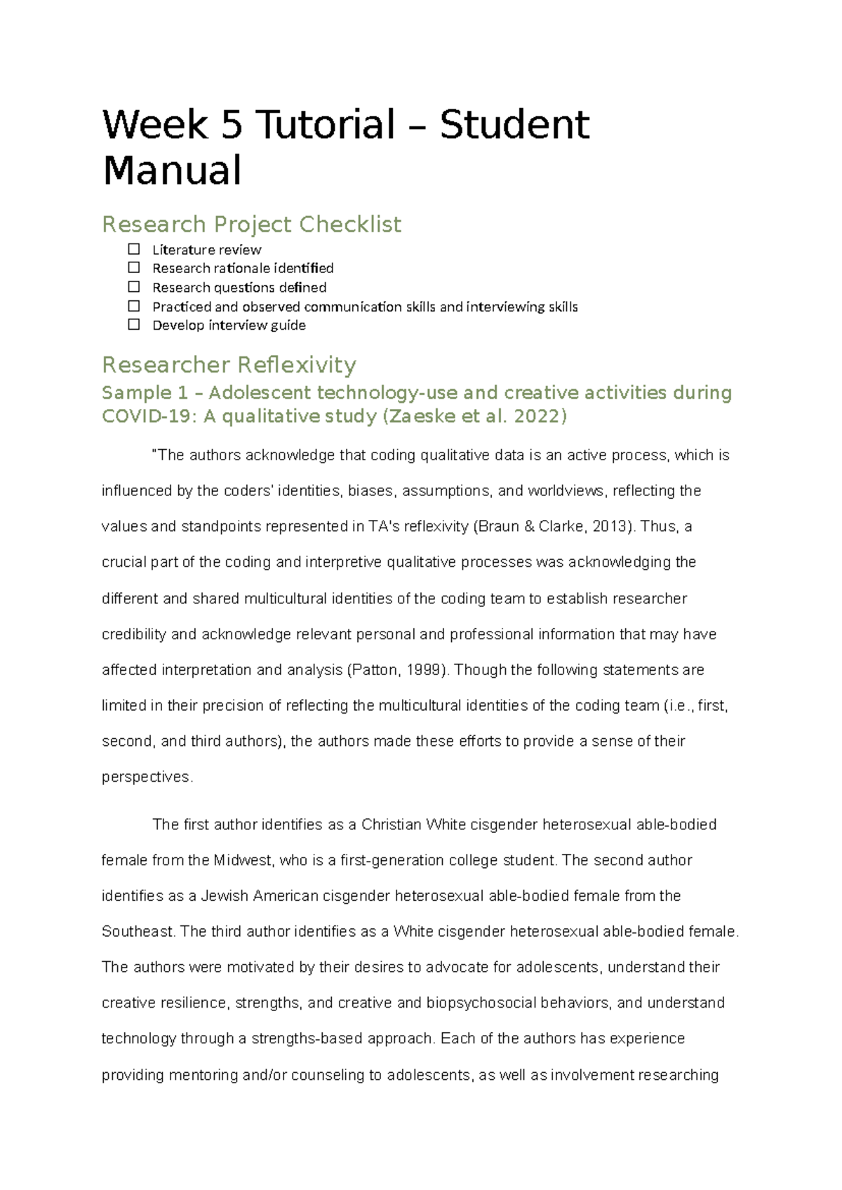 PSY1023 Week 5 Tutorial Manual Students - Week 5 Tutorial – Student ...