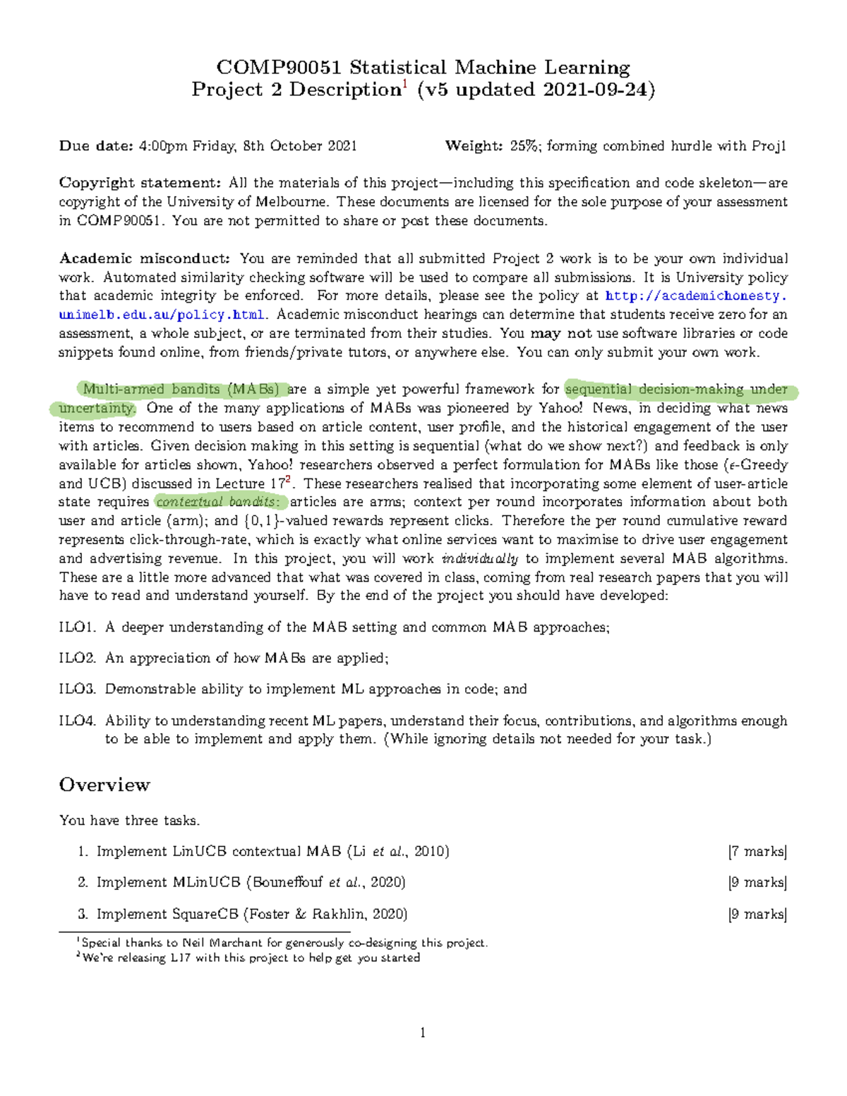 Project 2 - COMP90051 Statistical Machine Learning Project 2 Description 1 (v5 updated 2021-09 ...