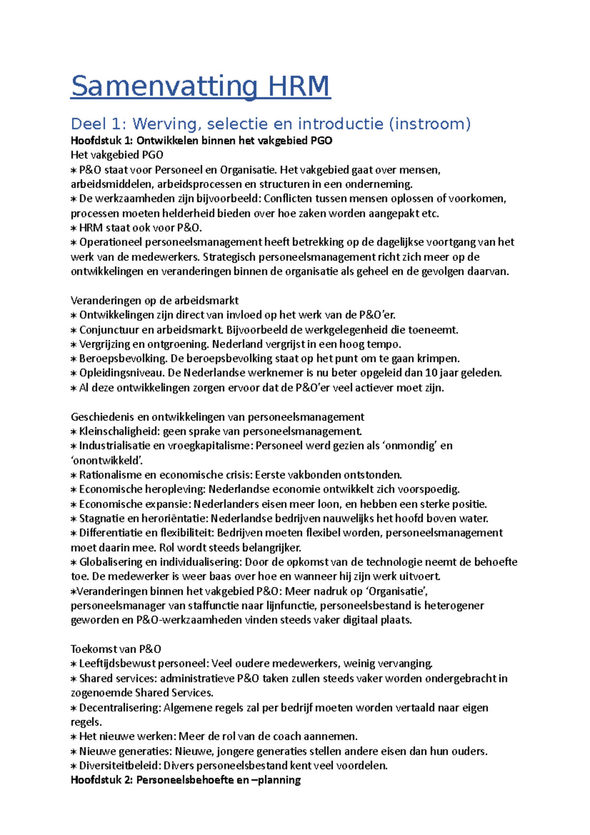 Samenvatting HRM - Operationeel Personeelsmanagement - Samenvatting HRM ...