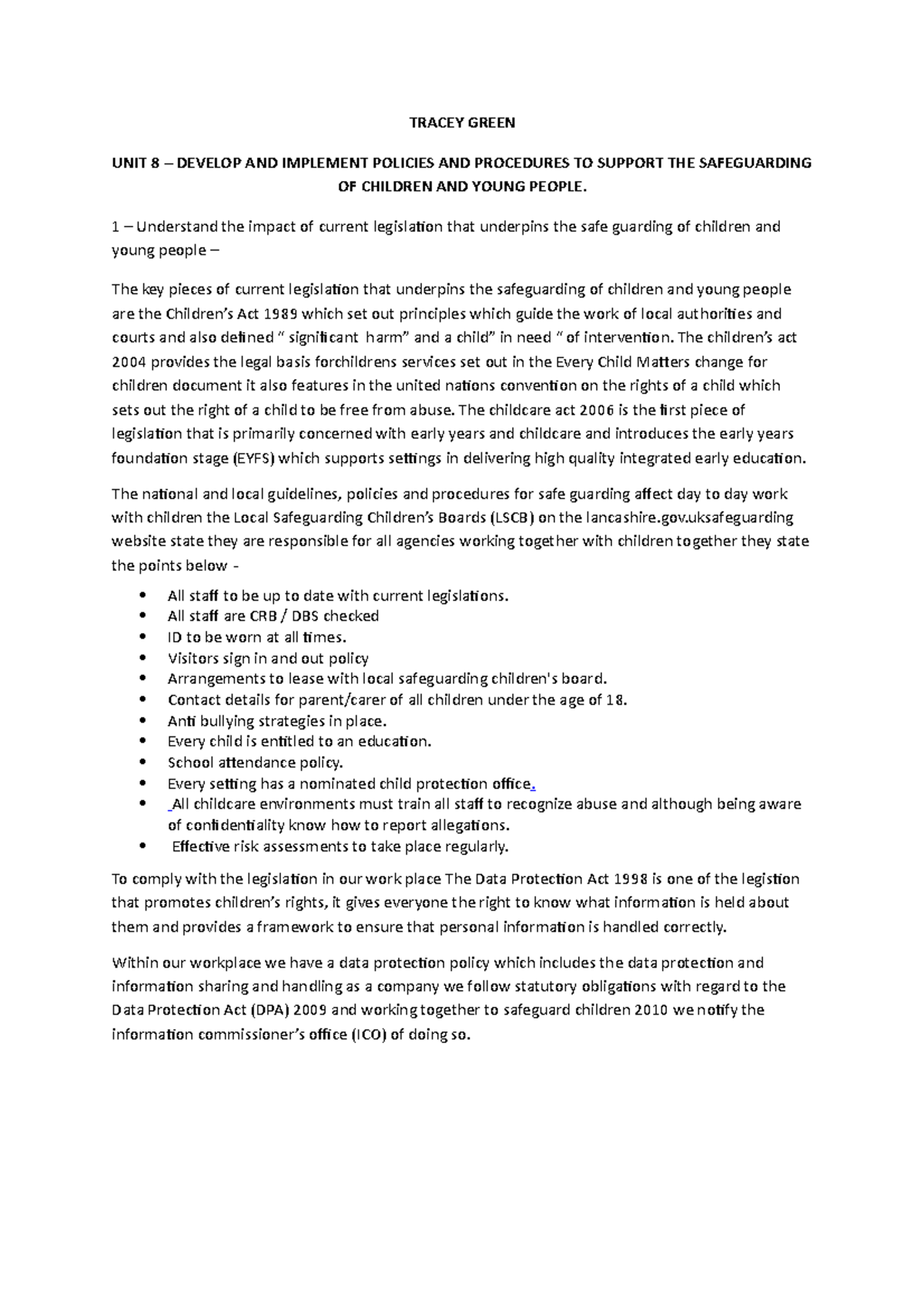 Lead and develop the safeguarding practices and protection of children ...