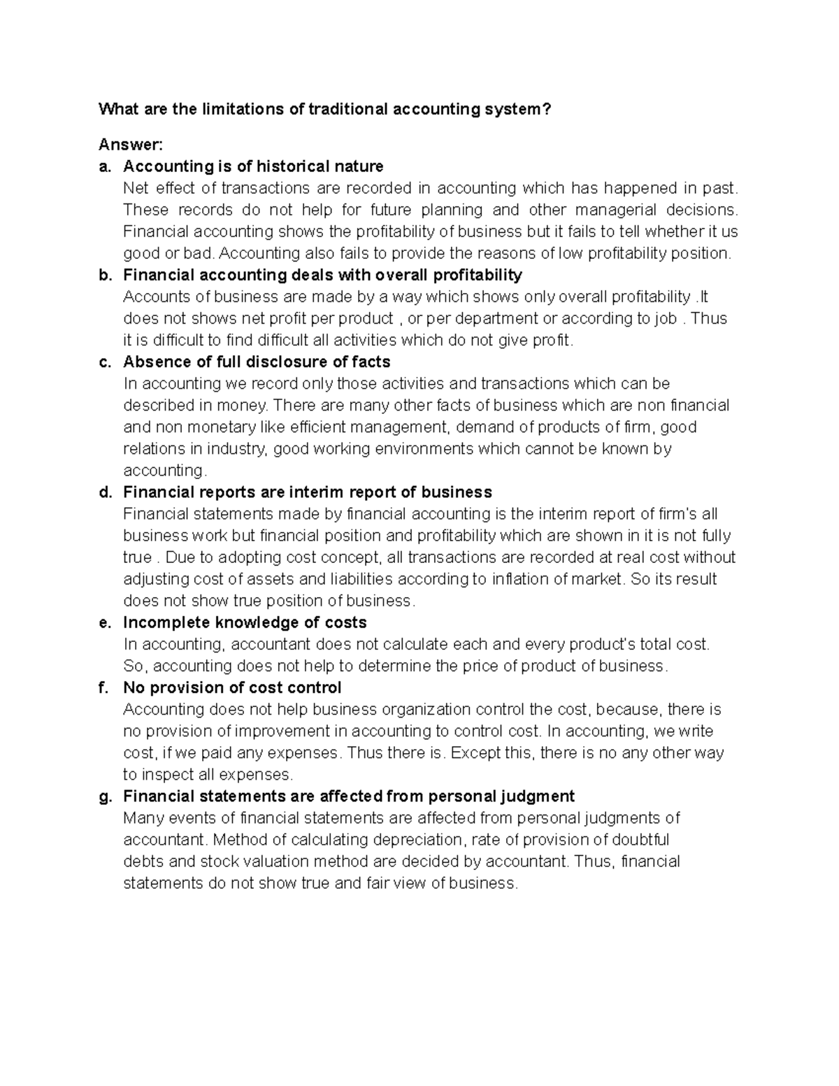 What are the limitations of traditional accounting system - Accounting ...