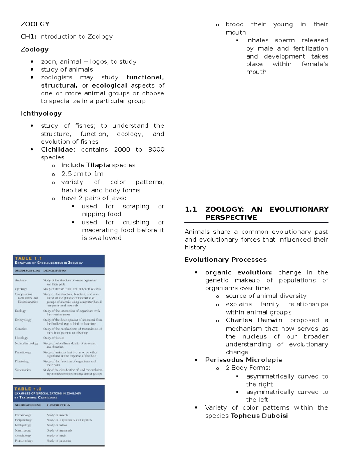 Chapter 1 - Introduction to Zoology - ZOOLGY CH 1 : Introduction to ...