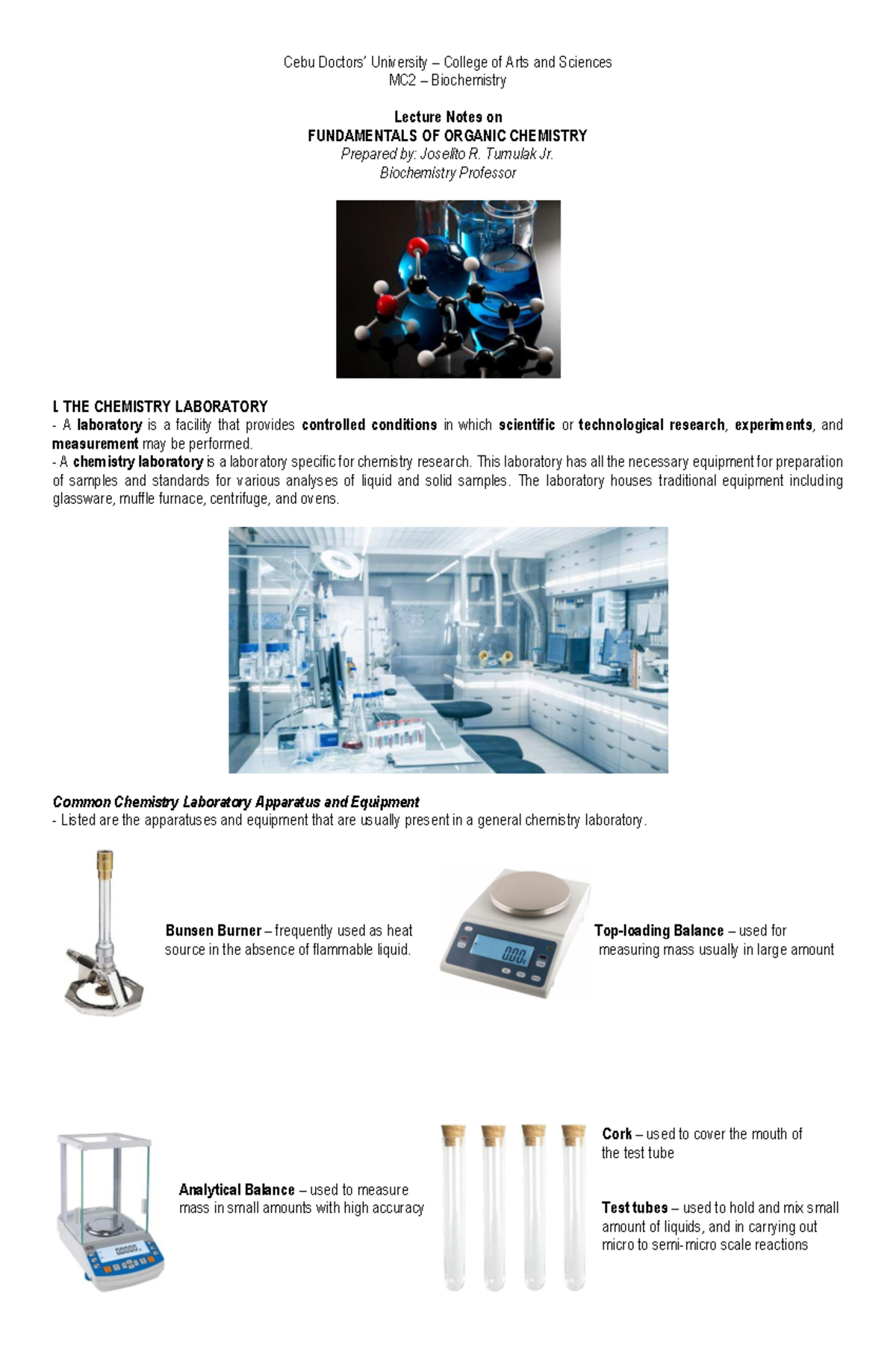 Unit 1 - Fundamentals of Organic Chemistry - Cebu Doctors’ University ...