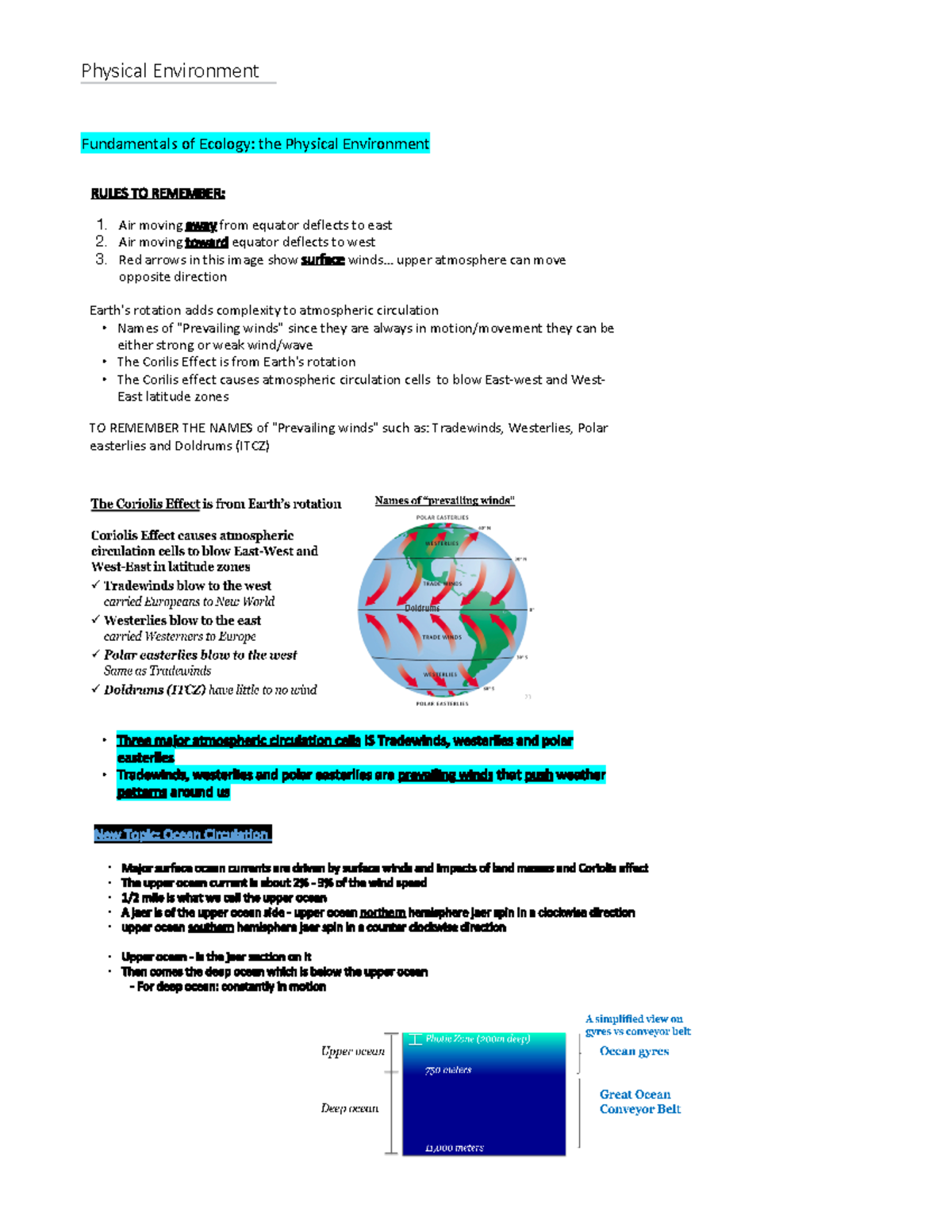 Physical Environment - Lecture Notes By Professor Brian Haggerty! The ...