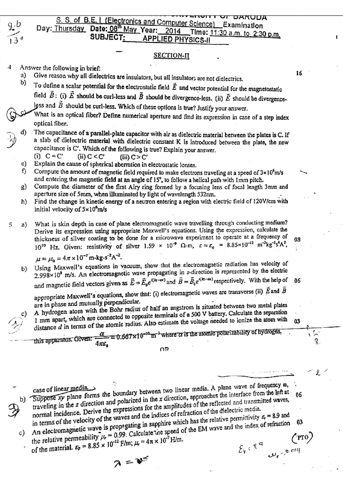 Applied Physics Question Papers - Applied Physics II - MSU - Studocu