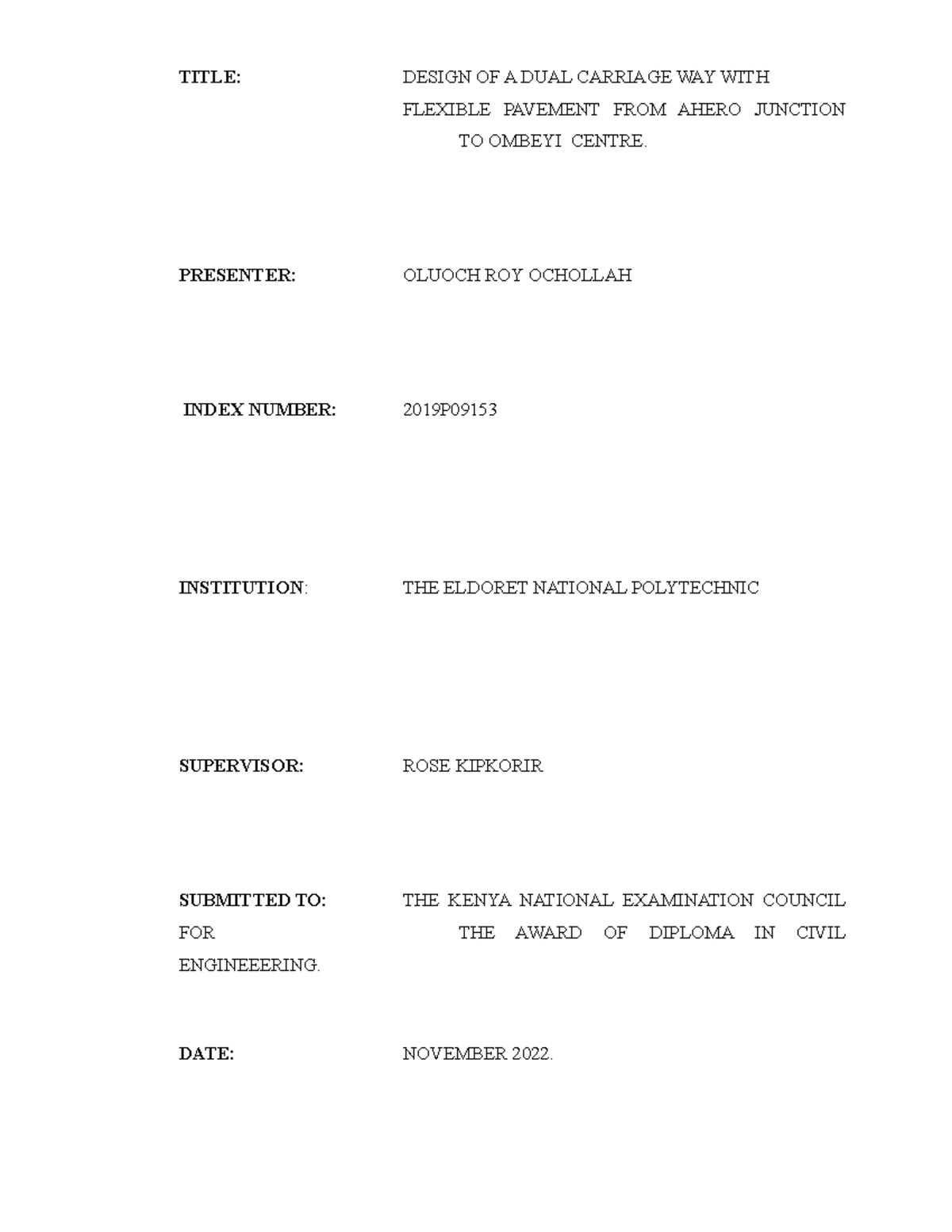 Roy - check in - TITLE: DESIGN OF A DUAL CARRIAGE WAY WITH FLEXIBLE ...