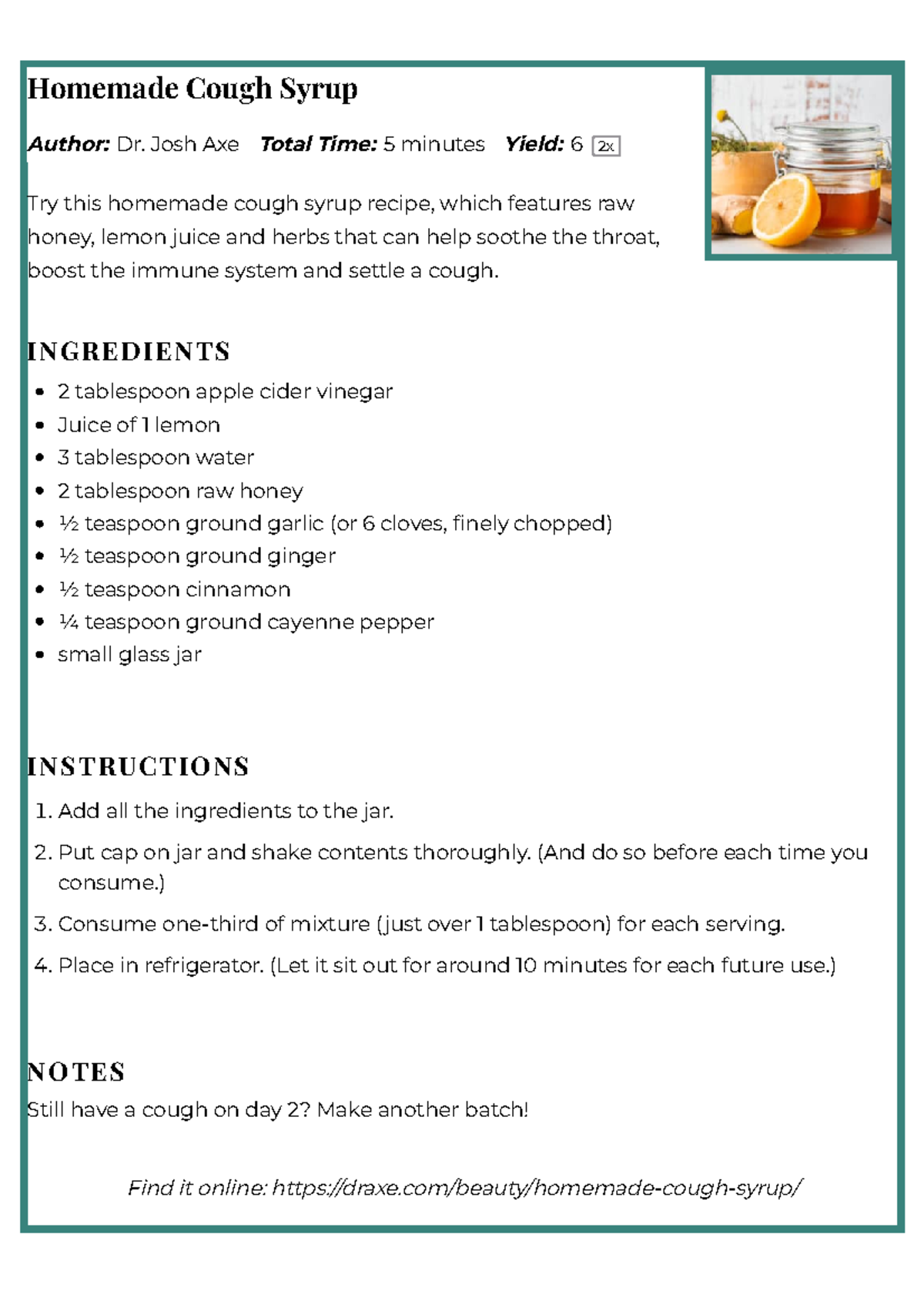 Homemade Cough Syrup - Dr. Axe 2x - Homemade Cough Syrup Author: Dr ...