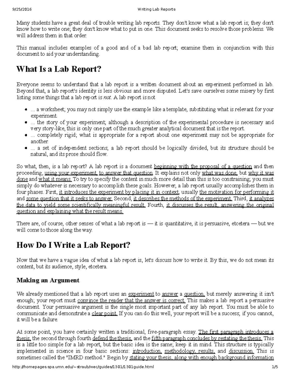 Writing Lab Reports - 1234 - - Studocu