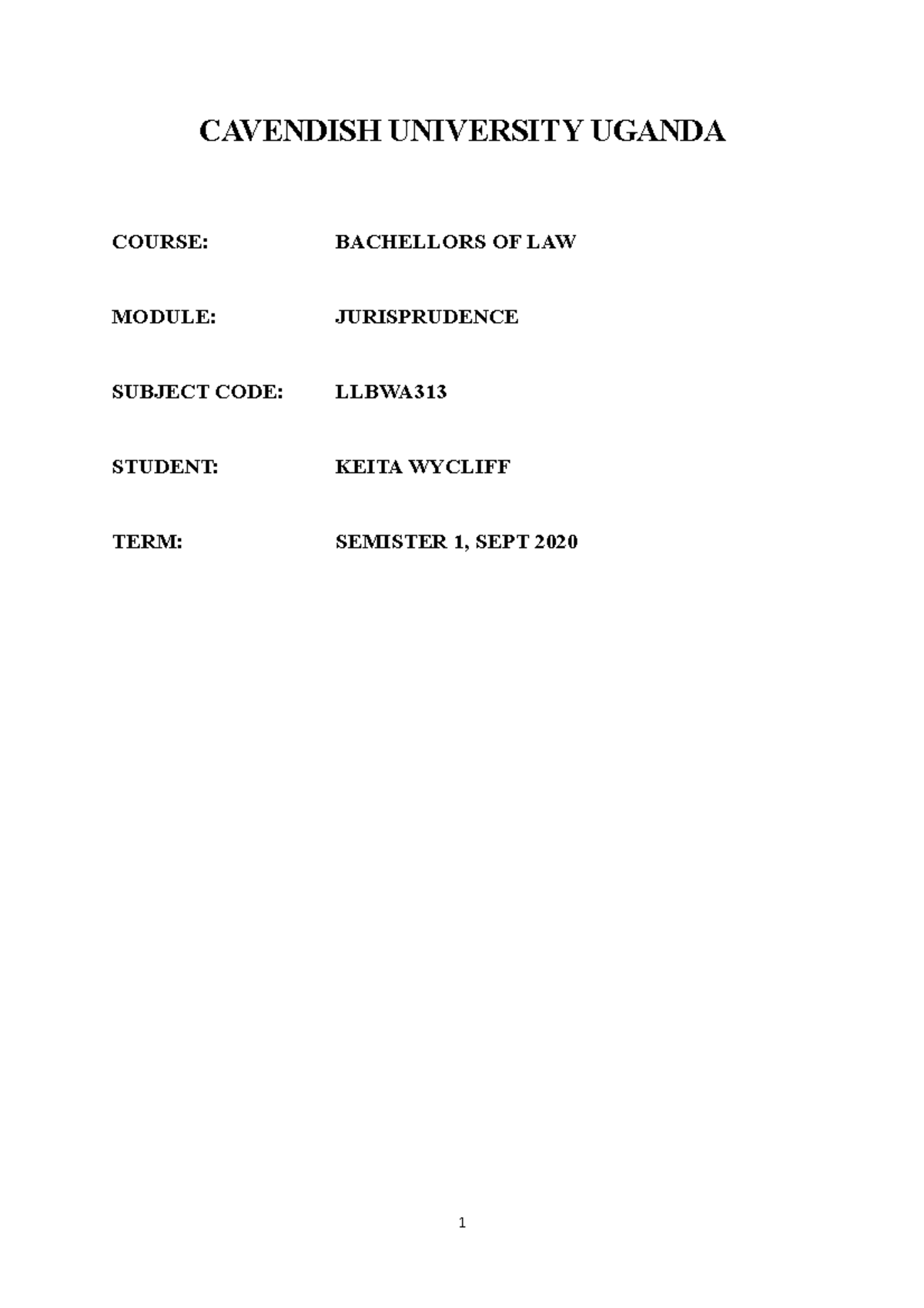 jurusprudenceAfrican - CAVENDISH UNIVERSITY UGANDA COURSE: BACHELLORS OF LAW MODULE ...