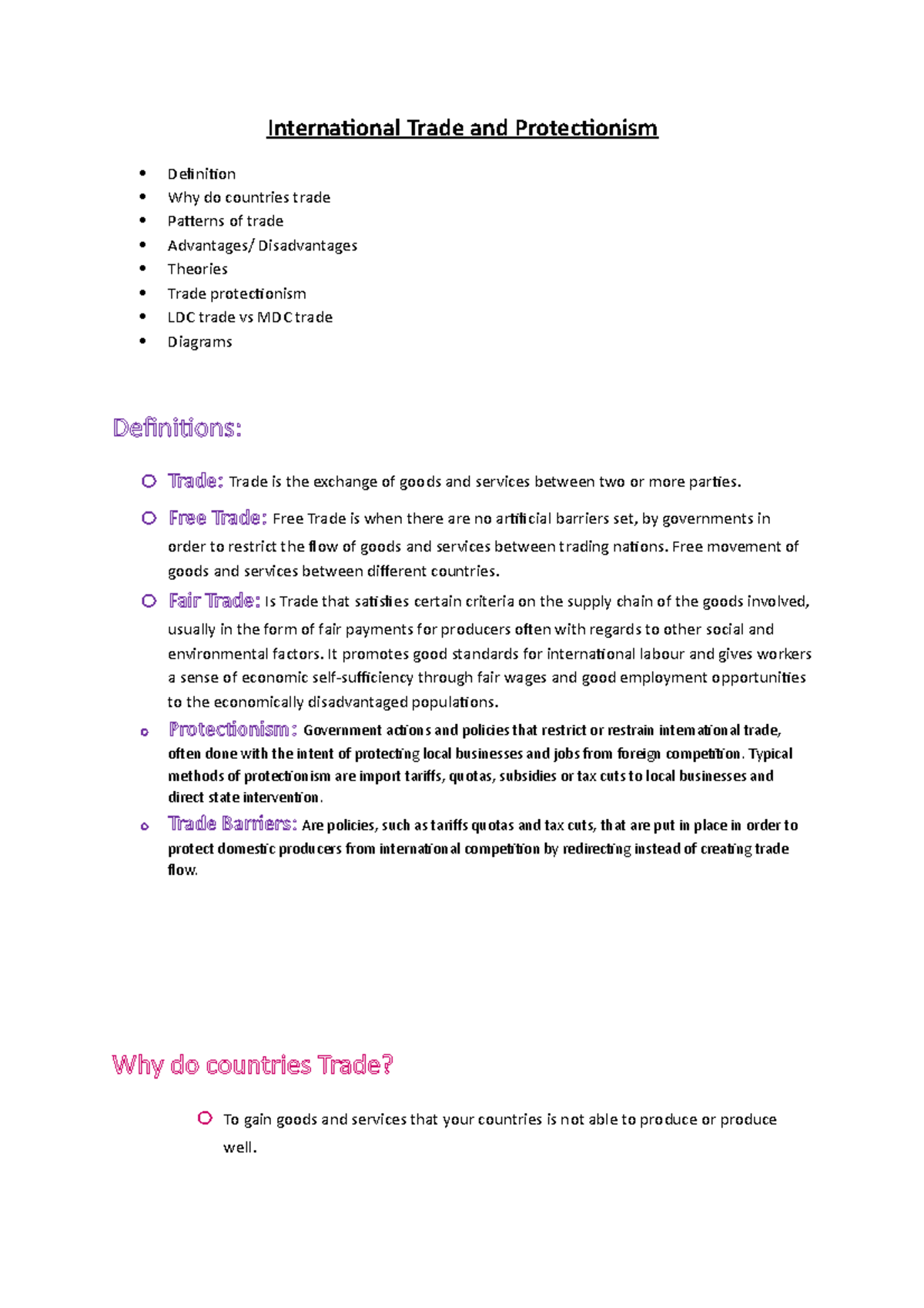International trade and Protectionism - International Trade and ...