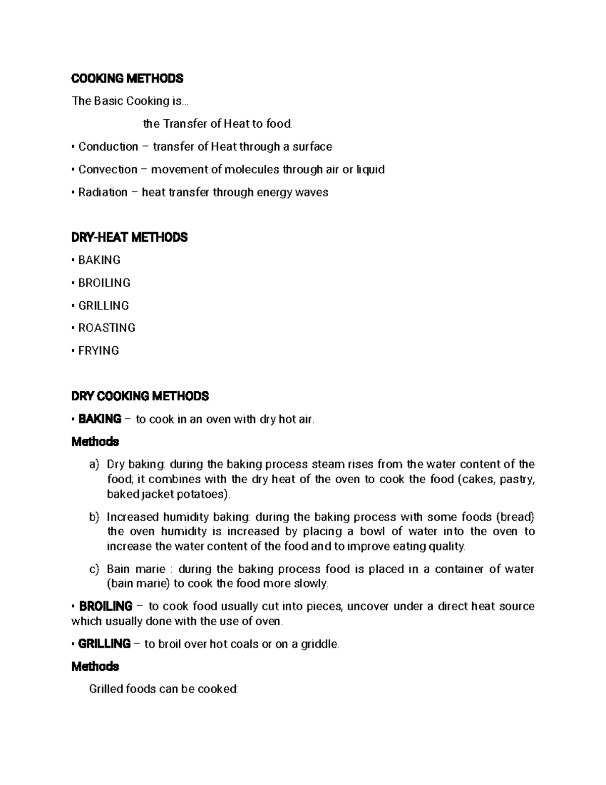Cooking Methods COOKING METHODS The Basic Cooking Is The Transfer