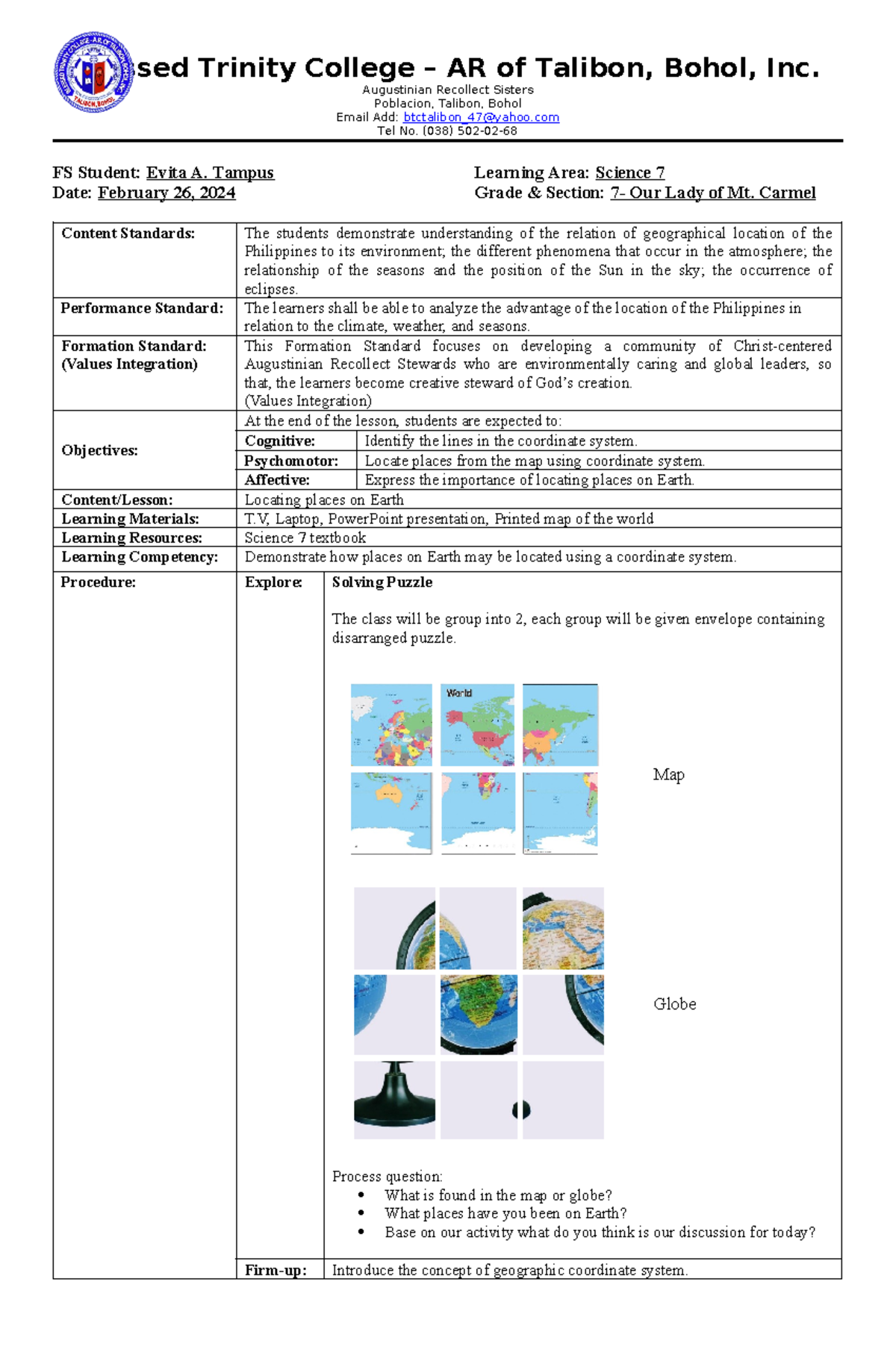 Science-lesson-planfinal - Blessed Trinity College – AR of Talibon ...