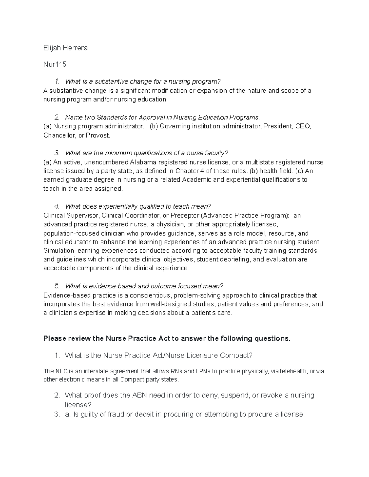 Assignment #1 and #2 - Elijah Herrera Nur What is a substantive change ...