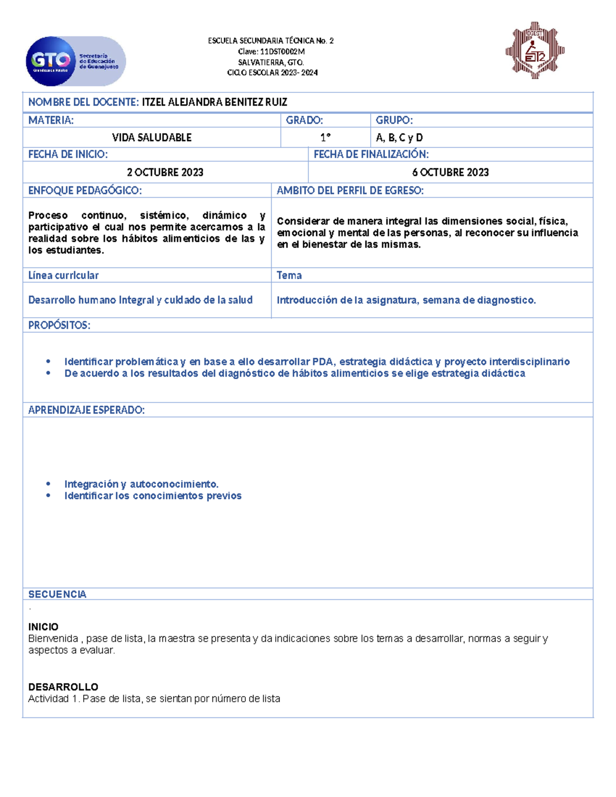 VS. Itzel Benitez 2-6 OCTMatutino - ESCUELA SECUNDARIA TÉCNICA No. 2 ...
