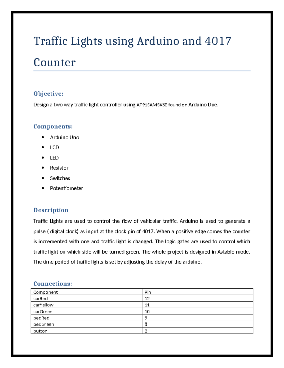 Traffic Lights using Arduino and 4017 Counter - Traffic Lights using ...