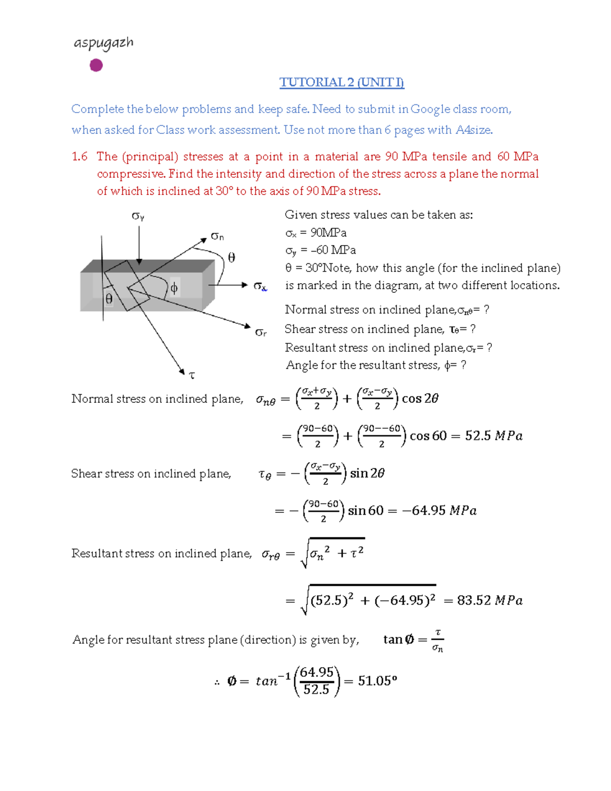 SOM Tutorial 2 (Unit I) - Complete these problems - TUTORIAL 2 (UNIT I ...