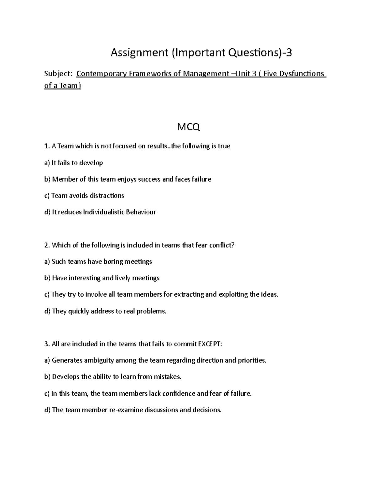 Important Questions- 3 -CFM (202 1-23) - Assignment (Important ...