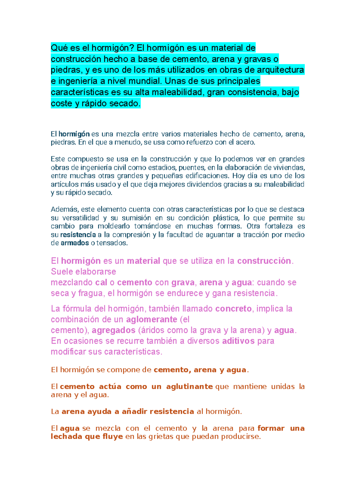 Contruccion 1 s01propiedades de los materiales - Qué es el hormigón? El ...